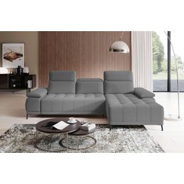 Ecksofa WERK2, B:277cm H:82cm T:177cmgrau, 92% Polyester, 8% Nylon, Wohnzimmer, Sofas, "Focus-S, inkl. elektr. Sitzvorzug, manuelle