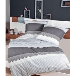 Bettw&auml;sche Janine "Mako-Satin 31013", silberfarben, B/L: 135cm x 200cm, 1 Stk., 1 Stk., Mako-Satin, B/L: 80cm x 80cm, 2 tlg., Mako-Satin, Obermaterial: 100% Baumwolle, Bettw&auml;sche, Bettw&auml;sche, aus 100% Baumwolle, mit Streifen, ab Gr&ouml;&szlig;e 135x200 cm