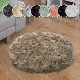 Fellteppich Paco Home "Playa 960", beige, H:64mm &Oslash;:30cm, Polyester, Teppiche, Fellteppich, Kunstfell, Flokati-Optik, Hochflor, weich und flauschig, Uni-Farben