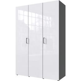 Kleiderschrank wimex "Mugano,in 3 Breiten, 2 Tiefen, viele Farben, Made in Germany", schwarz (front hochglanz lack weiß, korpus grafit, griffe schwarz), Schränke, Grafit, B/H/T: 120cm x 185cm x 54cm, Ohne Spiegel, Premium, Holzwerkstoff, Kleiderschrank, mit kurzen Griffen aus Metall, B:120cm H:185cm T:54cm