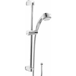 Duschsystem CORNAT, H:60cm T:7,5cmchrom, Edelstahl, Messing, Brausegarnituren, "Handbrause 75 mm - 8 Strahlarten: Normal-, ECO-, Soft & Massage",