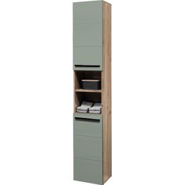 Hochschrank BASIC BY BALCULINA "Vista BxHxT 34x190x31 cm", schilfgr&uuml;n, viking oak, B:34cm H:190cm T:31cm, Schr&auml;nke, Hochschrank, Breite 34cm, Kunststoffgriffe, Made in Europa