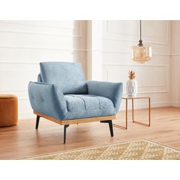 Sessel exxpo - SOFA FASHION "Palic, Loungesessel mit R&uuml;ckenverstellung, hoher Entspannungskomfort", blau (eisblau), B:92cm H:87cm T:95cm, Sessel, Sessel, inklusive R&uuml;ckenverstellung. Vom Sessel zum Hochlehner. Relaxsessel