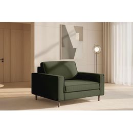 Loveseat Home Affaire, B:105cm H:85cm T:97cmgr&uuml;n, 100% Polyester, Sessel, "Pinto Skandi 105 cm, Chenille, Struktur", mit Keder, Massivholzf&uuml;&szlig;e Eiche