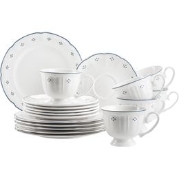 M&auml;ser Kaffeeservice M&Auml;SER "Lova", wei&szlig;, blau, 18 tlg., Porzellan, Geschirr-Sets, Kaffeeservice, mit dekorativem Punktmuster