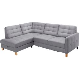 Ecksofa exxpo - SOFA FASHION "Elio, kompakt & bequem, zeitloses Design, Breite 228cm, L-Form", grau (delphin), B:228cm H:84cm T:174cm, Sofas, Ecksofa, wahlweise mit Bettfunktion und Bettkasten