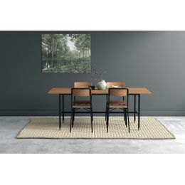 Esstisch Andas, braun (nuss), B:200cm H:75cm T:95cm, Tische, Esstisch, im skandinavian Design, Breite 200 cm, FSC-zertifiziert