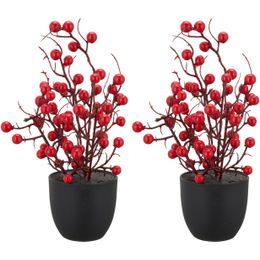 Winterliche Kunstpflanze Creativ green "Beerenb&auml;umchen", rot, H:25cm, Kunststoff, Kunstpflanzen, in niedlicher Gr&ouml;&szlig;e