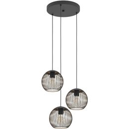 Eglo Hängeleuchte "ALMANZORA Pendellampe - Stahl - E27 - 3X60W - IP20", schwarz, kupfer, 3, Ø 46,5cm H: 130cm, 1 Stk., Leuchten, Hängelampe, Deckenlampe, Wohnzimmer, Esszimmer, H130 x Ø46,5 cm, Hängeleuchte