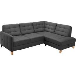 Ecksofa exxpo - SOFA FASHION "Elio, kompakt & bequem, zeitloses Design, Breite 228cm, L-Form", blau (mystik), B:228cm H:84cm T:174cm, Sofas, Ecksofa, wahlweise mit Bettfunktion und Bettkasten