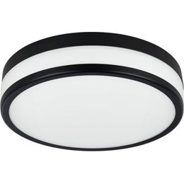 Eglo Deckenleuchte "LED Palermo Deckenlampe, Wohnzimmerlampe, Metall und Glas, IP44, Lampe", 3, &Oslash; 30cm H: 7,5cm, 1 Stk.schwarz, Leuchten,