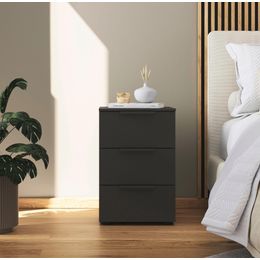 Nachtkommode Rauch "Nachttisch Nachtschrank Nachtkonsole FLIPP", graphit, B:40cm H:61cm T:42cm, Holzwerkstoff, Sideboards, mit 3 Schubladen und Soft-Close-Funktion