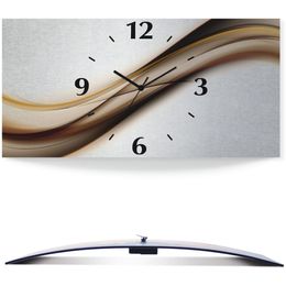 Wanduhr Artland "Welle", braun, B:50cm H:25cm T:0,3cm, Wanduhren, Wanduhr, wahlweise mit Quarz- oder Funkuhrwerk, lautlos ohne Tickger&auml;usche