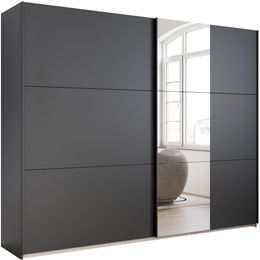 Schwebetürenschrank Rauch "Kleiderschrank Drehtürenschrank Schrank Garderobe KRONACH TOPSELLER", grau (graumetallic, griffleisten grau, 1 spiegel), B:261cm H:210cm T:59cm, Holzwerkstoff, Schränke, Schwebetürenschrank, optional ohne, mit 1 oder 2 Spiegel, viel Stauraum MADE IN GERMANY
