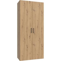 Kleiderschrank wimex "Mugano,in 3 Breiten, 2 Tiefen, viele Farben, Made in Germany", schwarz (artisan, eiche nachbildung, griffe schwarz), Schr&auml;nke, Artisan-Eiche Nachbildung, B/H/T: 80cm x 185cm x 40cm, Ohne Spiegel, Basic, Holzwerkstoff, Kleiderschrank, mit kurzen Griffen aus Metall, B:80cm H:185cm T:40cm
