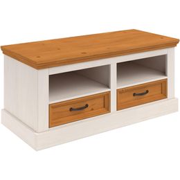 Bank Home Affaire "Selma", wei&szlig; (wei&szlig;, gebeizt, wei&szlig;), B:100cm H:45cm T:45cm, Massivholz, Sitzb&auml;nke, mit Stauraum und 2 Schubk&auml;sten, Breite 100 cm