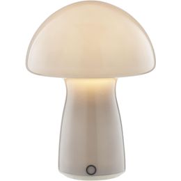 Brilliant LED Tischleuchte "Erik", 1, &Oslash; 16cm H: 22,2cm, 1 Stk.grau, Leuchten, Pilzleuchte aus Glas mit Akku, 250 lm, 2700 K, H 22 cm, dimmbar
