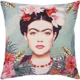 Dekokissen Pad "LEGEND", bunt (tropical, gemustert), B:45cm L:45cm, Obermaterial: 50% Baumwolle, 45% Polyester, 5% Polyacryl, Dekokissen_Sitzkissen_Kissenh&uuml;llen, Made in Europe, 35x60 oder 45x45 cm