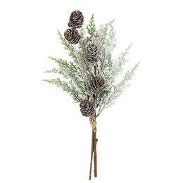 Kunstzweig I.GE.A. "Thuja-Bund", grün, weiß, B:16cm H:43cm L:13cm, Kunststoff, Kunstpflanzen, Kunstzweig, mit Zapfen Dekozweig Tannengrün Deko Weihnachtsdeko Kranz Adventskranz
