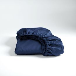 Spannbettlaken Cinderella "Cinderella Sundays Satin, f&uuml;r Matratzen bis 25 cm H&ouml;he", blau (navy), B:90cm L:200cm, Satin, Obermaterial: 100% Baumwolle, Bettlaken, Spannbettlaken, f&uuml;r Matratzen bis 25 cm H&ouml;he