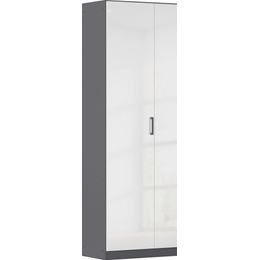 Mehrzweckschrank Rauch, B:69cm H:210cm T:41cmgraumetallic, hochglanz wei&szlig;, griffe graumetallic, Holzwerkstoff, K&uuml;che, Schr&auml;nke, "Garderobe