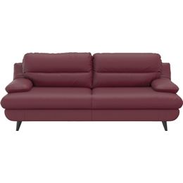 3-Sitzer COTTA, B:218cm T:95cmrot, GEDECKTES RINDSLEDER, Sofas, Zeitloses Design