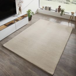 Wollteppich my home "Gabbo Natur, Handgefertigt, Teppich, reine Wolle, meliert" Gr. 7, beige (natur), B:240cm H:14mm L:340cm, Wolle, Teppiche, reine Wolle, Uni, Wohnzimmer, Schlafzimmer, Esszimmer