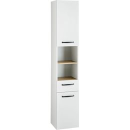 Hochschrank SAPHIR "Quickset 500, Badschrank 32,4 cm breit", wei&szlig; matt, B:32,4cm H:176cm T:32,2cm, Holzwerkstoff, Schr&auml;nke, Hochschrank, 3 Einlegeb&ouml;den, 1 offenes Fach, Badezimmer-Hochschrank