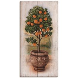 Leinwandbild Artland "Orangenbaum mit Holzoptik", gr&uuml;n (farbe bild(er): gr&uuml;n), B:30cm H:60cm, Bilder, Leinwandbild, auf Holzrahmen gespannt