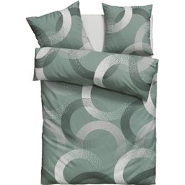 Bettw&auml;sche OTTO HOME "Balisa", gr&uuml;n (jade), B/L: 135cm x 200cm, 1 Stk., 1 Stk., Linon, B/L: 80cm x 80cm, 2, Linon, Obermaterial: 100% Baumwolle, Bettw&auml;sche, Bettw&auml;sche, ab Gr&ouml;&szlig;e 135x200 cm, aus 100% Baumwolle, Bettw&auml;sche mit Kreisen