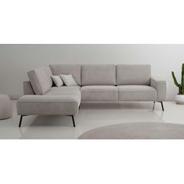 Ecksofa OTTO HOME "Vosby", beige (natural), B:260cm H:85cm T:208cm, 90% polyester, 10% nylon, Sofas, Ecksofa, 260 cm, Chenille, mit dekorativer Kedernaht, Wellenunterfederung