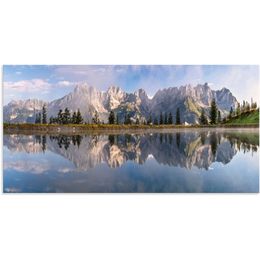 Wandbild Artland "Wilder Kaiser in Tirol", blau (farbe bild(er): blau), B:150cm H:75cm, Bilder, als Alubild, Leinwandbild, Poster in verschied. Gr&ouml;&szlig;en