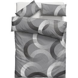 Bettw&auml;sche OTTO HOME "Balisa", grau, B/L: 135cm x 200cm, 1 Stk., 1 Stk., Linon, B/L: 40cm x 80cm, 2 Stk., Linon, Obermaterial: 100% Baumwolle, Bettw&auml;sche, Bettw&auml;sche, ab Gr&ouml;&szlig;e 135x200 cm, aus 100% Baumwolle, Bettw&auml;sche mit Kreisen