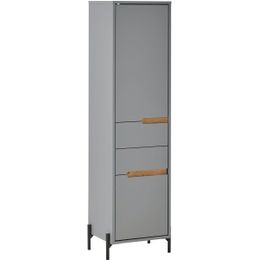 Hochschrank BASIC BY BALCULINA "Avanto 40x155x35 cm", hellgrau matt, schwarz, B:40cm H:155cm T:35cm, FSC-zertifizierter Holzwerkstoff, Schr&auml;nke, Hochschrank, Breite 40cm, Softclose f&uuml;r T&uuml;ren, FSC-Mix 70%