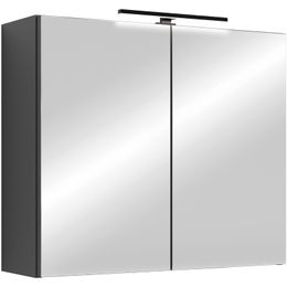 Spiegelschrank ByLiving "Serie Spree, in vielen Breiten erh&auml;ltlich", anthrazit, B:70cm H:60cm T:15cm, FSC-zertifizierter Holzwerkstoff, Schr&auml;nke, Spiegelschrank, Soft-Close, LED Beleuchtung mit Schalter- und Steckdosenbox