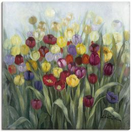 Leinwandbild Artland "Tulpenwiese II", bunt (farbe bild(er): bunt), B:30cm H:30cm, Bilder, Leinwandbild, auf Holzrahmen gespannt