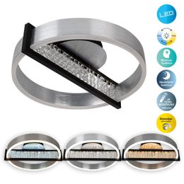 N&auml;ve N&Auml;VE LED Deckenleuchte "Yvaris", silber, 1, &Oslash; 50cm H: 13,7cm, 1 Stk., Leuchten, dimmbar per Fernbedienung, Memory, Nachtlicht, CCT, Kristallelemente, LED Deckenleuchte