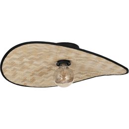 Eglo Deckenleuchte "Marywell Deckenlampe, Wohnzimmerlampe Japan-Stil aus Metall und Bambus", schwarz, 1, H: 16,5cm, 1 Stk., Leuchten, Wand-/Deckenleuchte - L50 x B34,5 x H16,5 cm - schwarz - 1X40W exkl., Deckenleuchte
