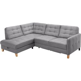 Ecksofa exxpo - SOFA FASHION "Elio, kompakt & bequem, zeitloses Design, Breite 228cm, L-Form", grau (delphin), B:228cm H:84cm T:174cm, Sofas, Ecksofa, wahlweise mit Bettfunktion und Bettkasten