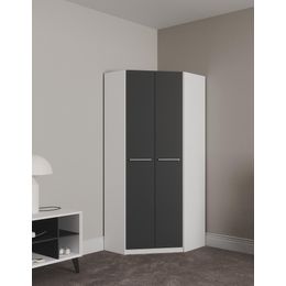 Eckkleiderschrank Priess "Barcelona Kleiderschrank Ecklösung Raumwunder", schwarz-weiß (weiß, schwarz), B:78cm H:193cm T:78cm, Holzwerkstoff, Schränke, Eckkleiderschrank, in 2 Tiefen Schrank Eckschrank Garderobe