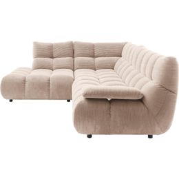 Ecksofa Home Affaire "Cozy Bubble, mit klappbarer Armlehne, Breite 324 cm", sand, B:324cm H:85cm T:211cm, 95% Polyester, 5% Nylon, Sofas, Ecksofa, mit eleganter Steppung, Rundumbezug & weicher Polsterung