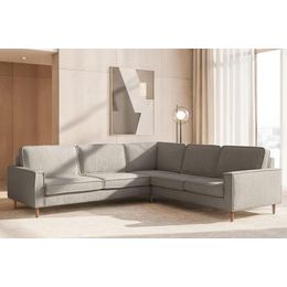 Ecksofa Home Affaire, B:290cm H:89cm T:250cmsilber grau, 100% Polyester, Wohnzimmer, Sofas, "Pinto Skandi, 290 cm, Chenille, Struktur, Ottomane links