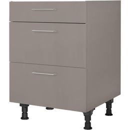 Kochfeldumbauschrank Nobilia ""Laser", vormontiert, mit Schubkasten und Ausz&uuml;gen", front: taupegrau, korpus: taupegrau, B:60cm H:87cm T:58,3cm, Schr&auml;nke, Kochfeldumbauschrank, in den Breiten 60 und 90 cm
