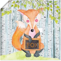Poster Artland "Waldfreunde- der schlaue Fuchs", bunt (farbe bild(er): bunt), B:30cm H:30cm T:0,1cm, Papier, Bilder, Poster, ohne Rahmen