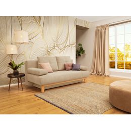 Schlafsofa Alina, B:204cm H:96cm T:105cmbeige tcm 12, Struktur fein TCM (100% Polyester), Jugendzimmer, Sofas, "Ama", mit Bettfunktion und Stauraum