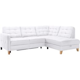 Ecksofa exxpo - SOFA FASHION "Elio, kompakt & bequem, zeitloses Design, Breite 228cm, L-Form", wei&szlig; (alpine wiess), B:228cm H:84cm T:174cm, Sofas, Ecksofa, wahlweise mit Bettfunktion und Bettkasten