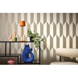 Vliestapete "Graphic Groove-Playful Tapete", gelb, B:0,53m H:0,02m L:10,05m, Vlies, COSMOLIVING BY COSMOPOLITAN, Tapeten, Geometrisches Design mit modernem 3D-Effekt
