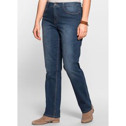 5-Pocket-Jeans sheego, Damen, Gr. 112, Langgr&ouml;&szlig;en, blau (blau denim), 98% Baumwolle, unifarben, lang, Jeans 5-Pocket-Jeans