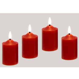 LED-Kerze I.GE.A. "Kerzen 4er Set", rot, B:5,5cm H:7,5cm, Wachs, Kerzen, LED-Kerze, aus Echtwachs Deko Stumpenkerze Adventskerze Adventskranz