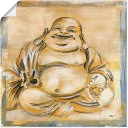 Wandbild Artland "Fröhlicher Buddha I", beige (farbe bild(er): naturfarben), B:30cm H:30cm, Papier, Bilder, als Leinwandbild, Poster in verschied. Größen